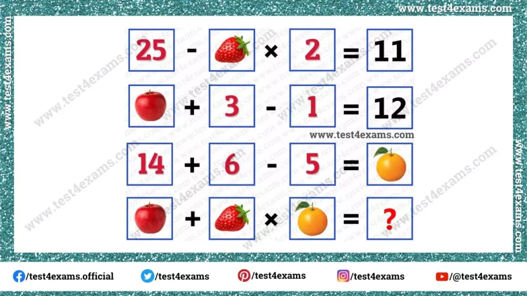 Fruits Math Picture Brain Teaser for Adults and Kids - Test 4 Exams